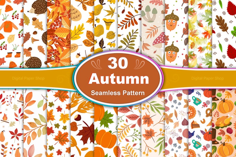 Autumn Seamless Pattern, Autumn Pattern, Autumn Digital Papers, Autumn ...