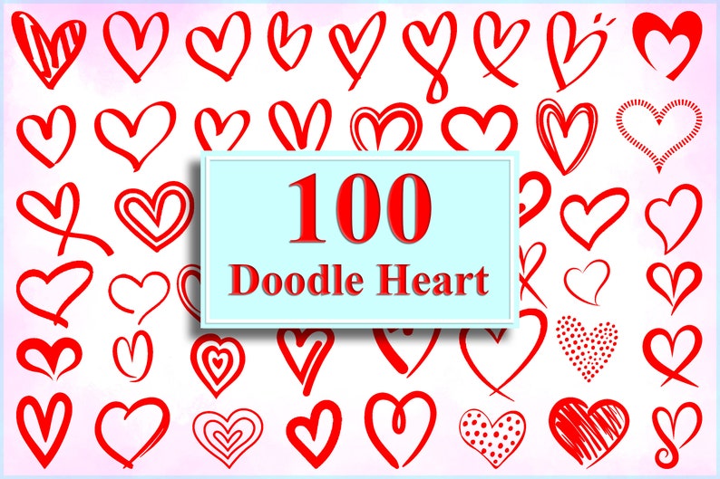 Doodle Heart Clipart, Hand Drawn Heart Clipart, Doodle Love Clipart ...
