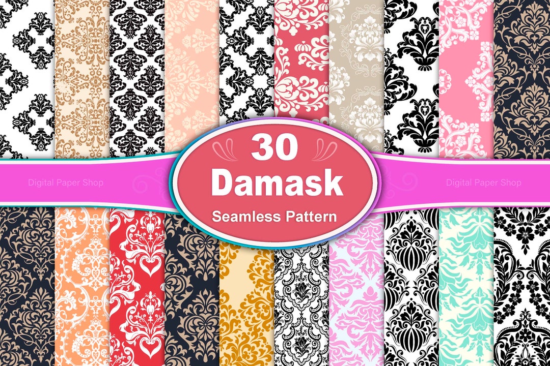 Damask Seamless Pattern, Damask Pattern, Damask Digital Paper, Damask ...