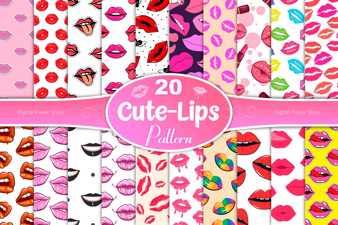 Lips Seamless Pattern: Valentine's Day Digital Paper (3600x3600 Px) - Etsy