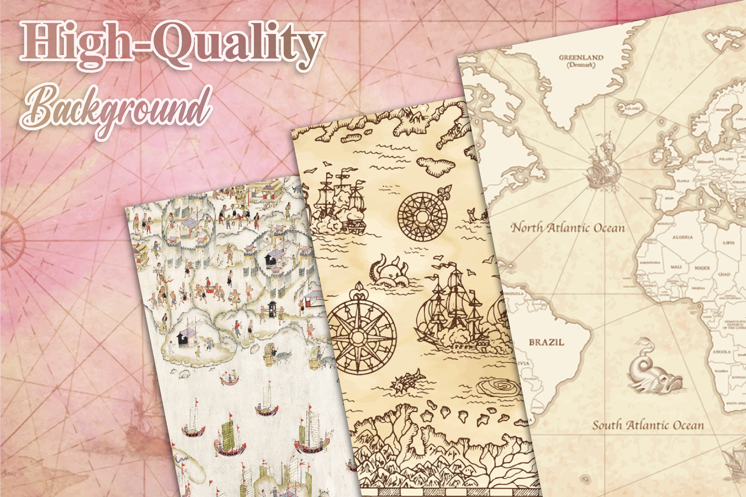 Old Map Background, Antique Maps Digital Paper, Printable Map Digital ...