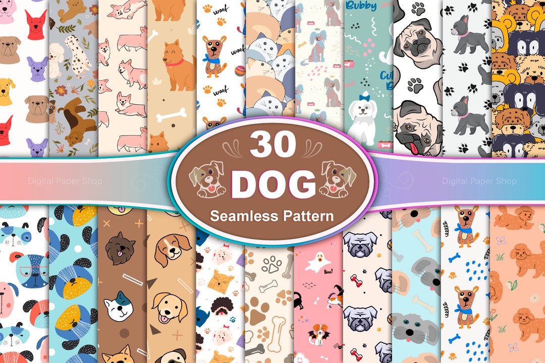 Dog Seamless Pattern, Dog Pattern, Dog Digital Paper, Puppy Pattern ...