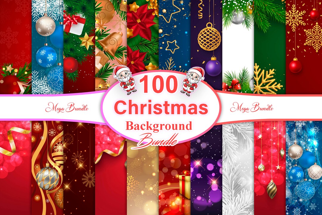 Christmas Background Bundle, Christmas Background, Christmas Digital ...