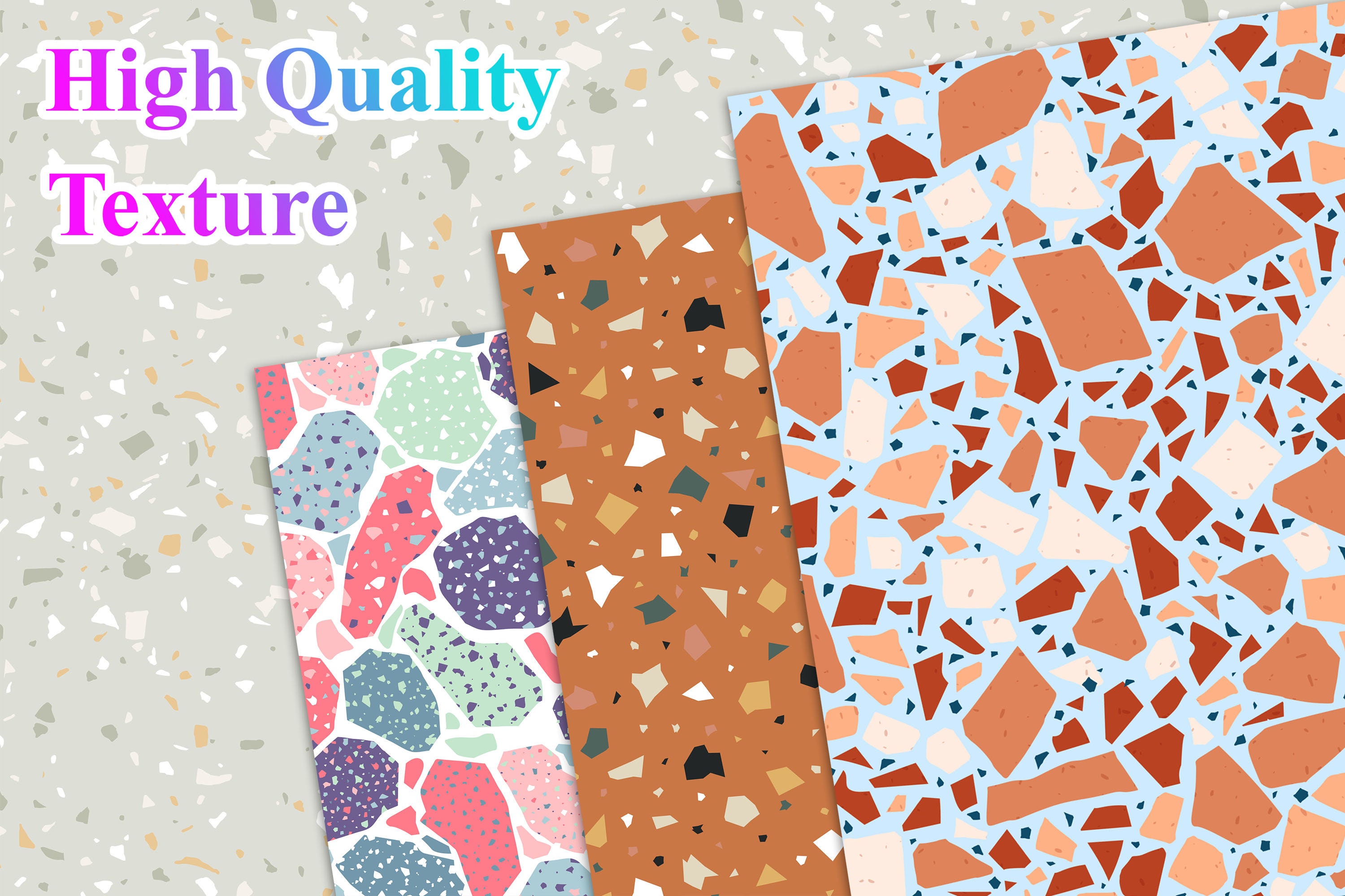 Terrazzo Texture Seamless Pattern: 30 Digital Papers (12x12, 300 DPI ...