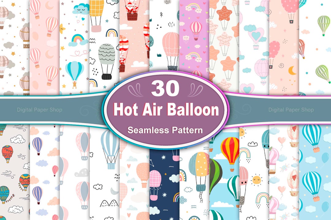 Hot Air Balloons Seamless Pattern, Hot Air Balloon Pattern, Hot Air ...