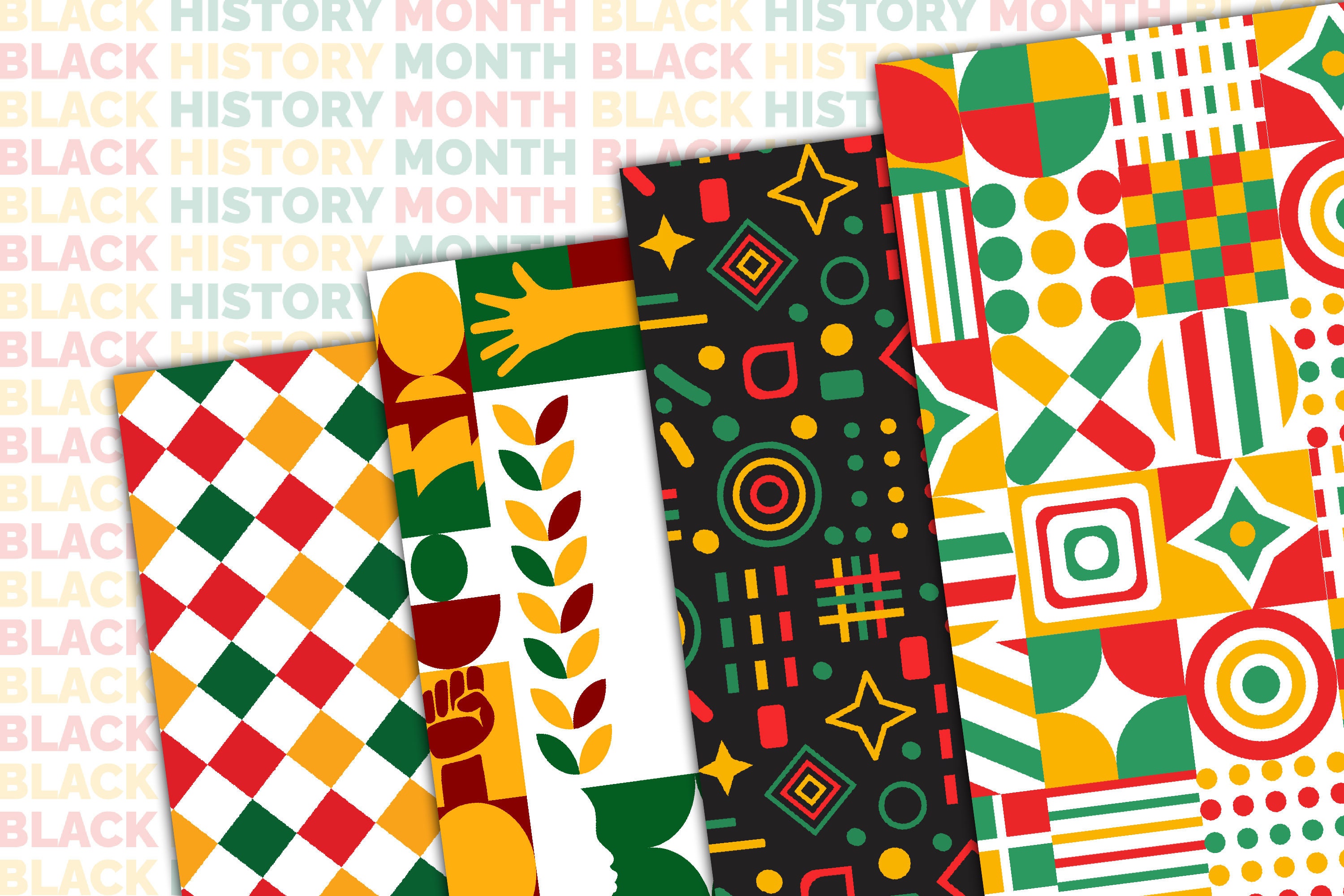 Black History Month Digital Paper: African Kwanzaa Patterns (digital ...