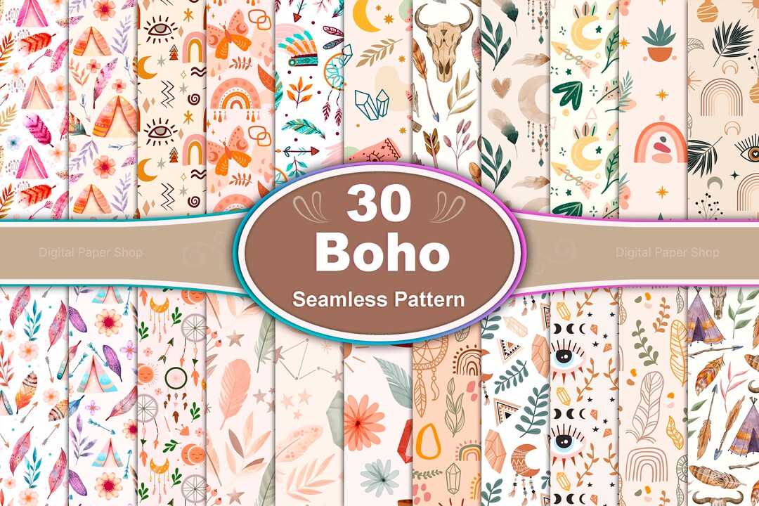 Minimalist Boho Pattern, Boho Seamless Pattern Collection, Pastel Boho ...