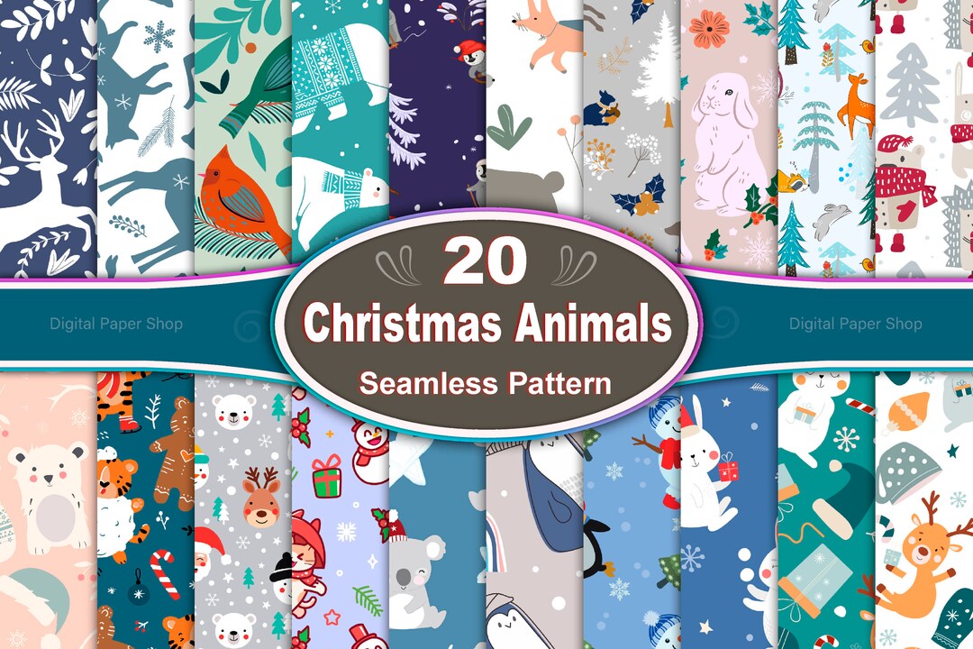 Christmas Animals Seamless Pattern, Winter Animals Pattern, Christmas ...