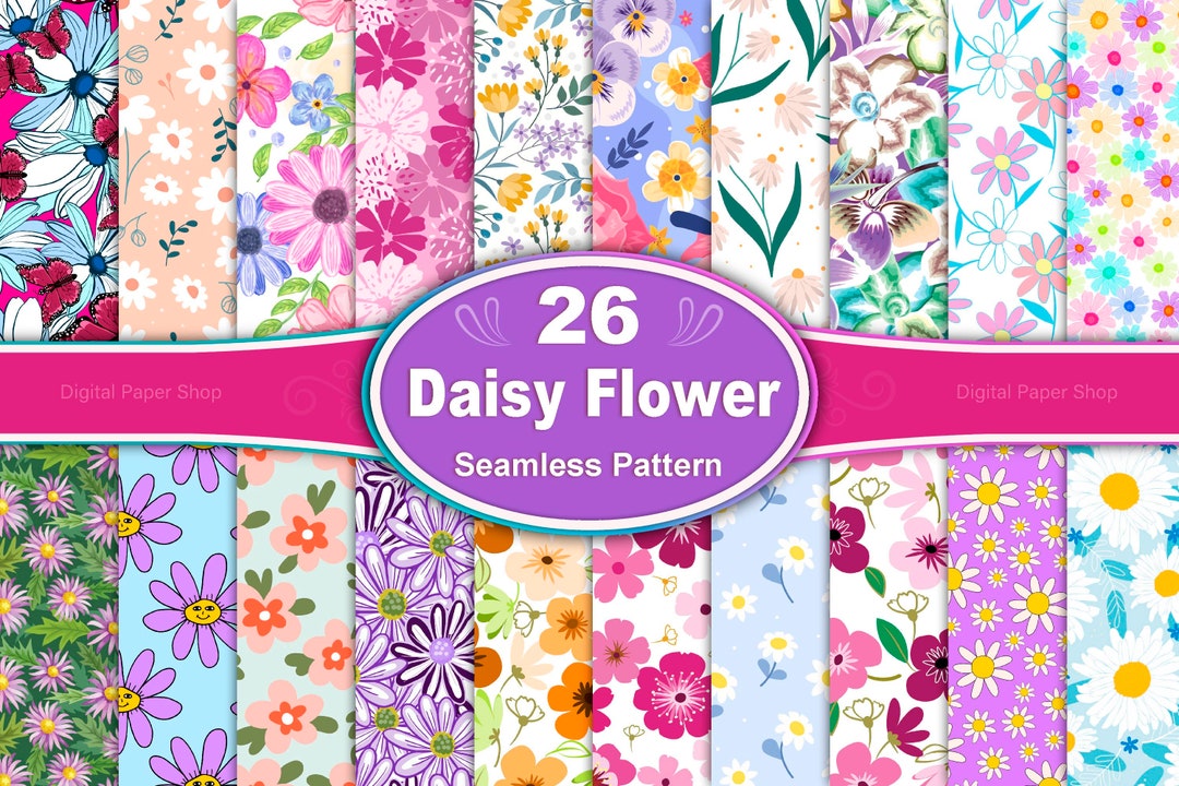 Daisy Flower Seamless Pattern, Daisy Flower Digital Paper, Daisy Flower ...