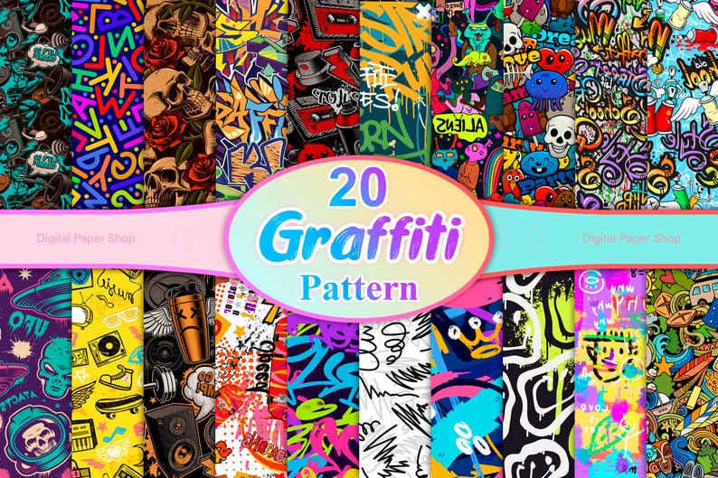 Graffiti Seamless Pattern Bundle: Urban Street Art (EPS & JPG) - Etsy