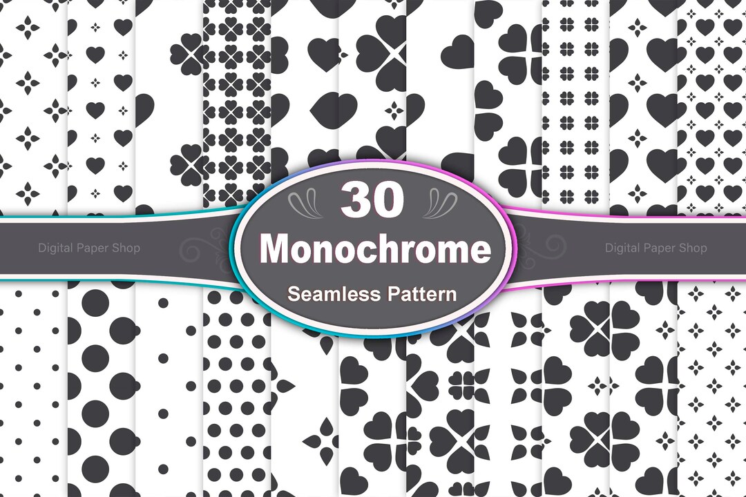 Black and White Seamless Pattern, Monochrome Seamless Patterns ...