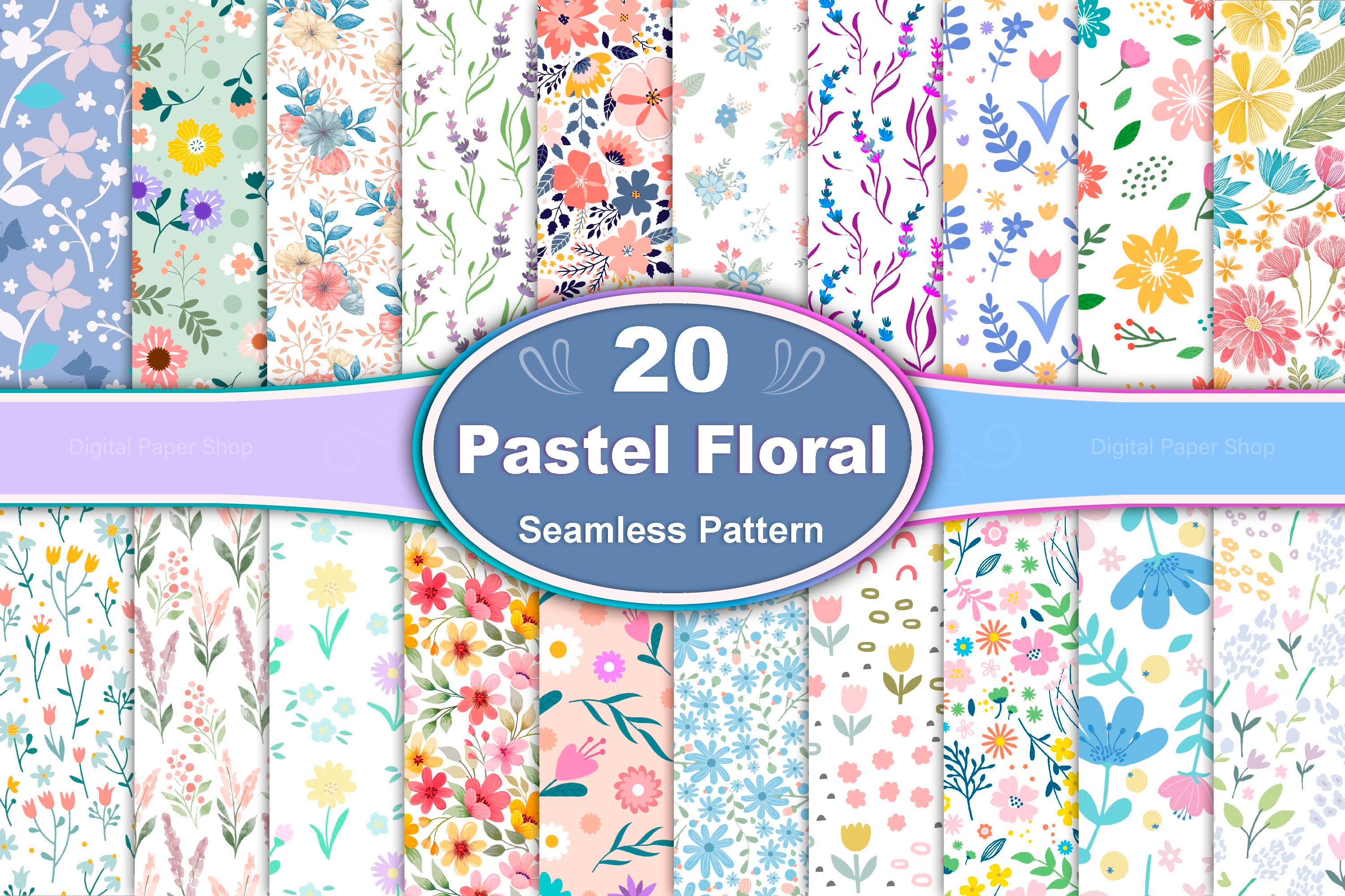 Pastel Flower Seamless Pattern, Pastel Floral Seamless Pattern, Pastel ...