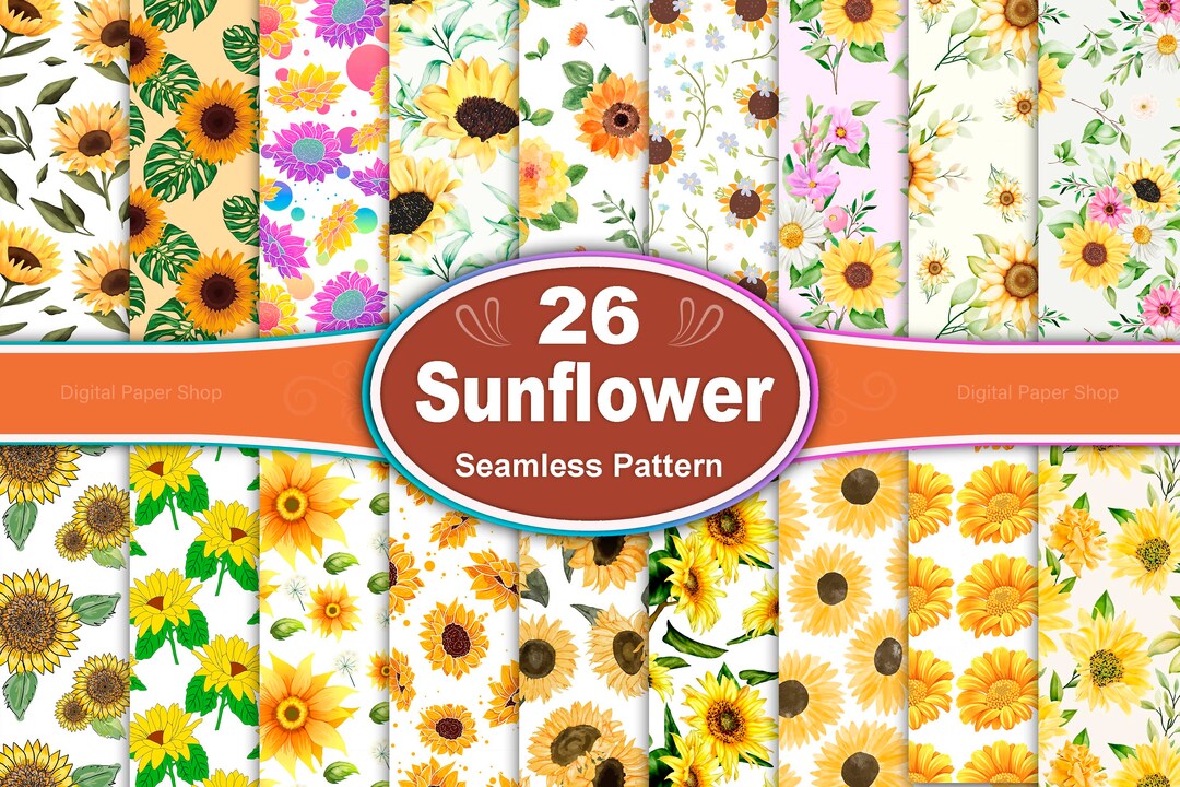 Sunflower Seamless Pattern, Sunflower Pattern, Sunflower Digital Paper ...