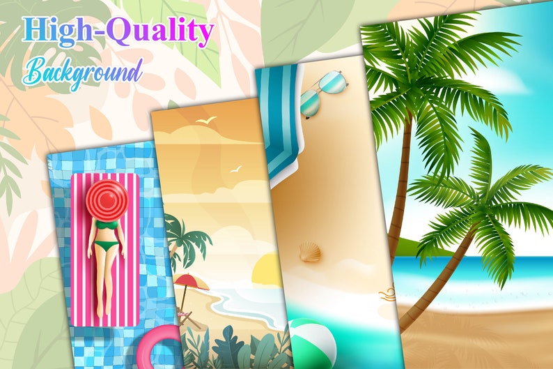 Summer Background, Summer Digital Paper, Summer Beach, Summer Banner ...