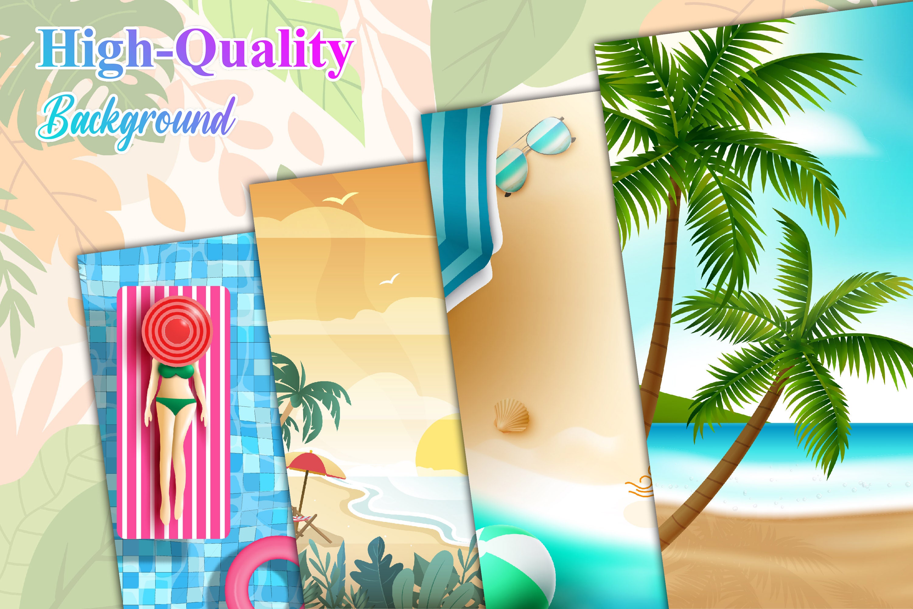 Summer Background, Summer Digital Paper, Summer Beach, Summer Banner ...