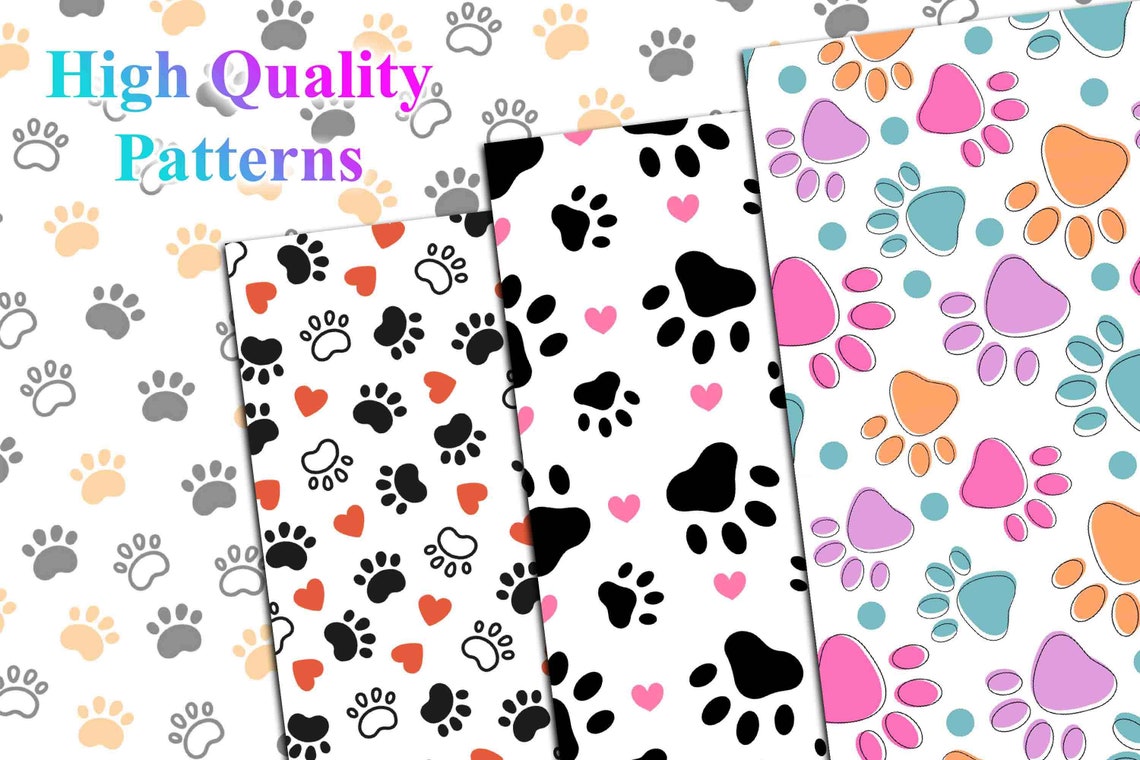 Dog Paw Print Seamless Pattern, Dog Paw Pattern, Dog Paw Digital Paper ...