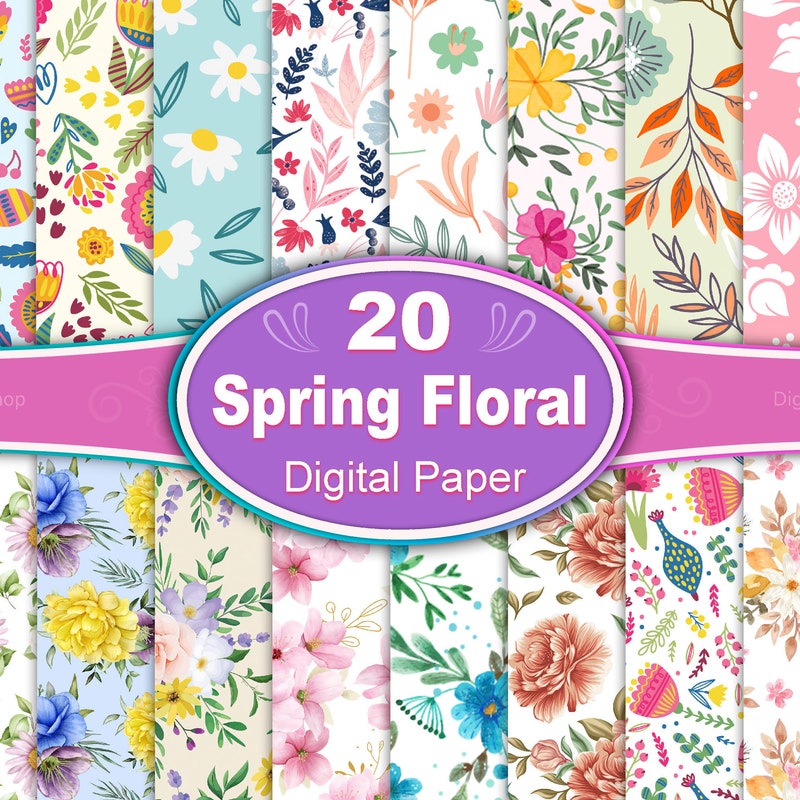 Floral Digital Paper - Etsy