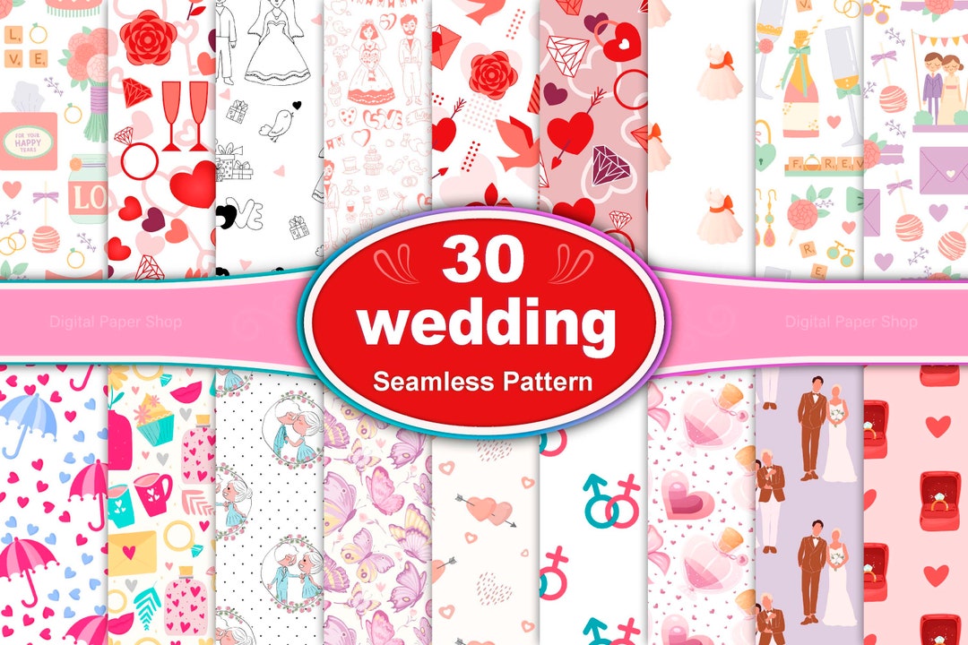 Wedding Seamless Pattern, Wedding Pattern, Wedding Digital Paper ...
