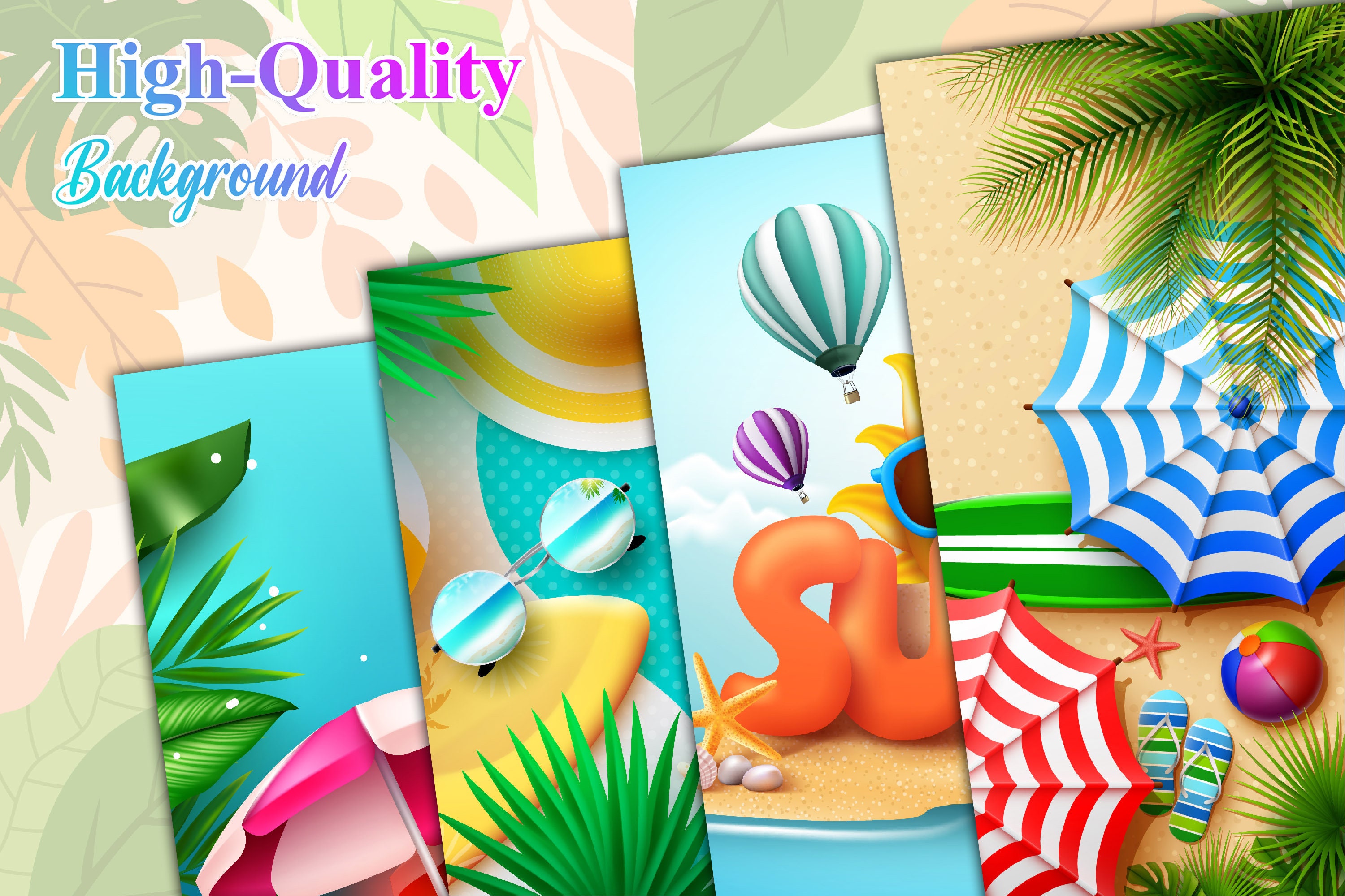 Summer Background, Summer Digital Paper, Summer Beach, Summer Banner ...