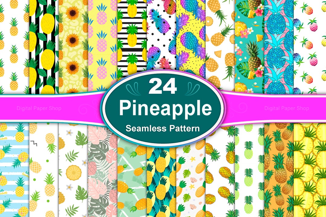 Pineapple Seamless Pattern: Tropical Digital Paper (3600x3600 Px) - Etsy