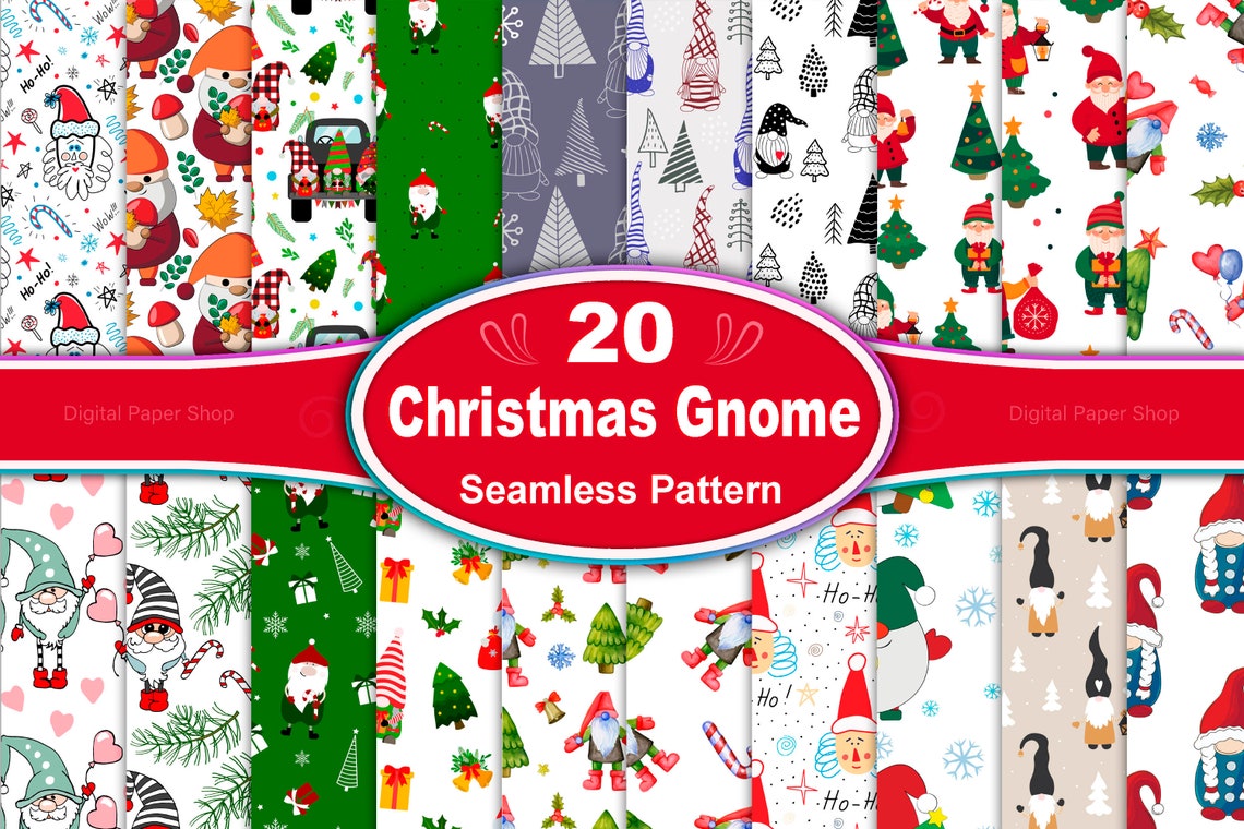 Christmas Gnome Seamless Pattern, Christmas Gnome Pattern, Christmas ...