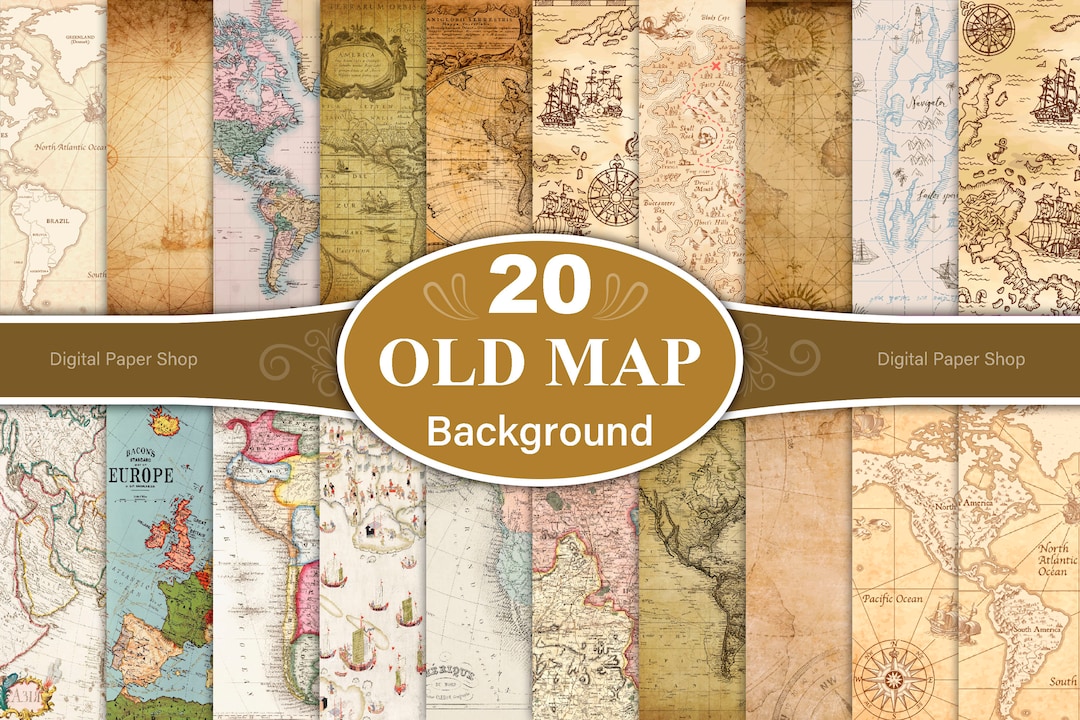 Old Map Background, Antique Maps Digital Paper, Printable Map Digital ...