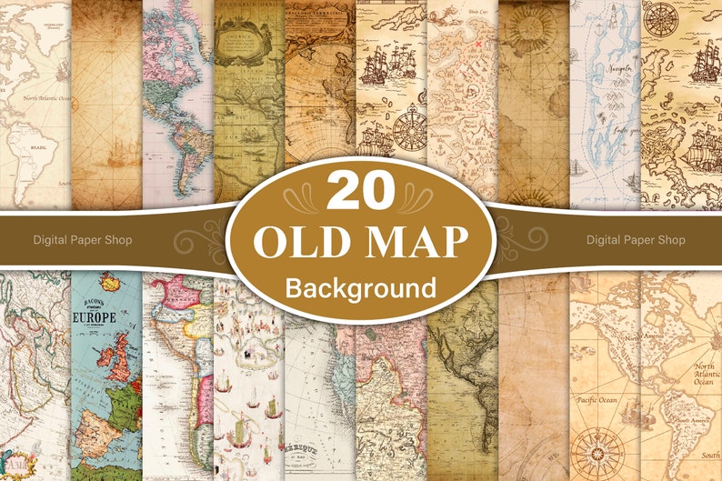 Old Map Background, Antique Maps Digital Paper, Printable Map Digital ...