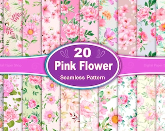 Pink Flower Pattern-digital Paper - Etsy