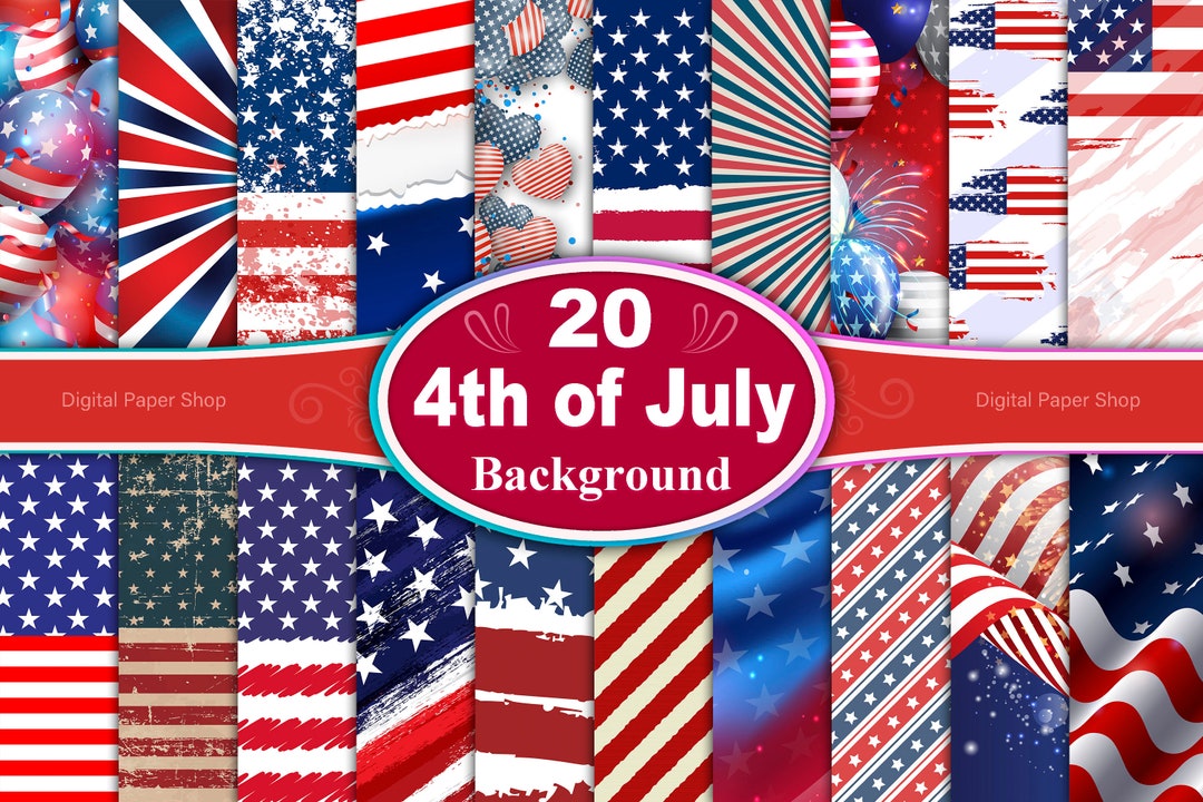 4th of July Digital Paper, USA Patriotic Digital Paper, Fourth of July ...