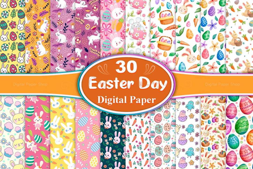Easter Digital Paper, Happy Easter Digital Paper, Easter Day Digital ...