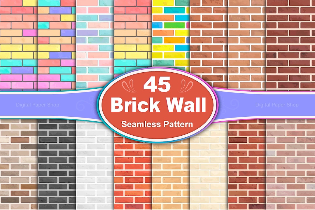 Brick Wall Seamless Pattern, Brick Wall Pattern, Brick Pattern Digital ...
