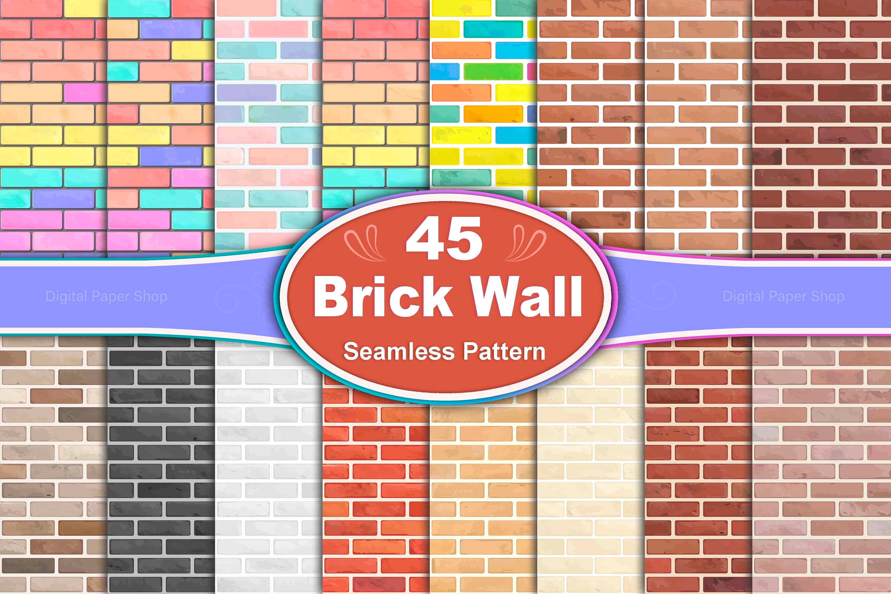 Brick Wall Seamless Pattern, Brick Wall Pattern, Brick Pattern Digital ...