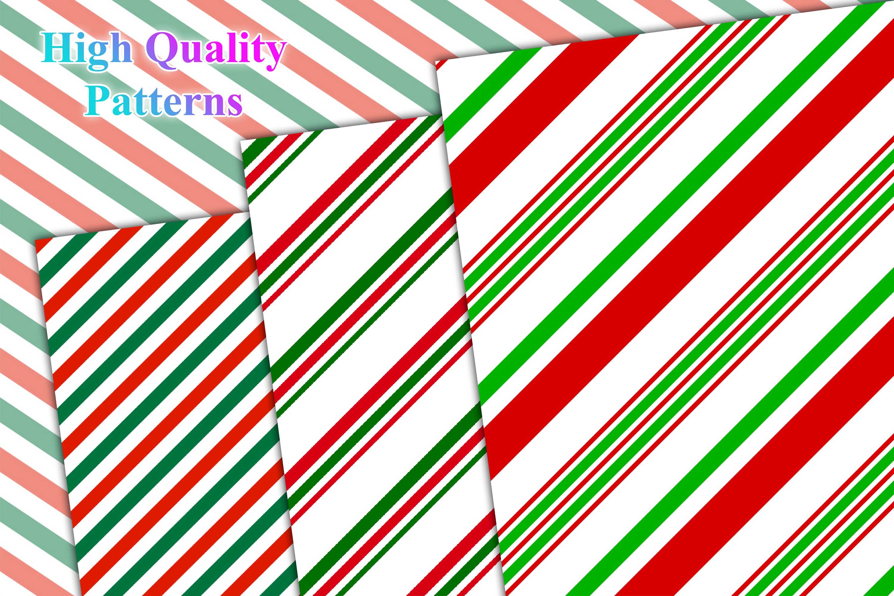 Christmas Candy Cane Stripe Seamless Pattern: 20 JPG Digital Papers ...
