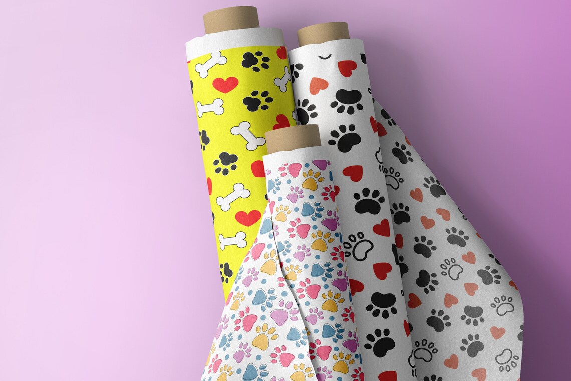 Dog Paw Print Seamless Pattern, Dog Paw Pattern, Dog Paw Digital Paper ...
