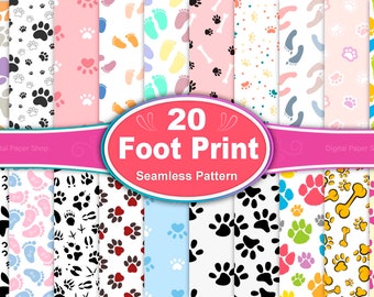 Paw Pattern, Dog and Cat Seamless Footprint Digital Paper - Etsy