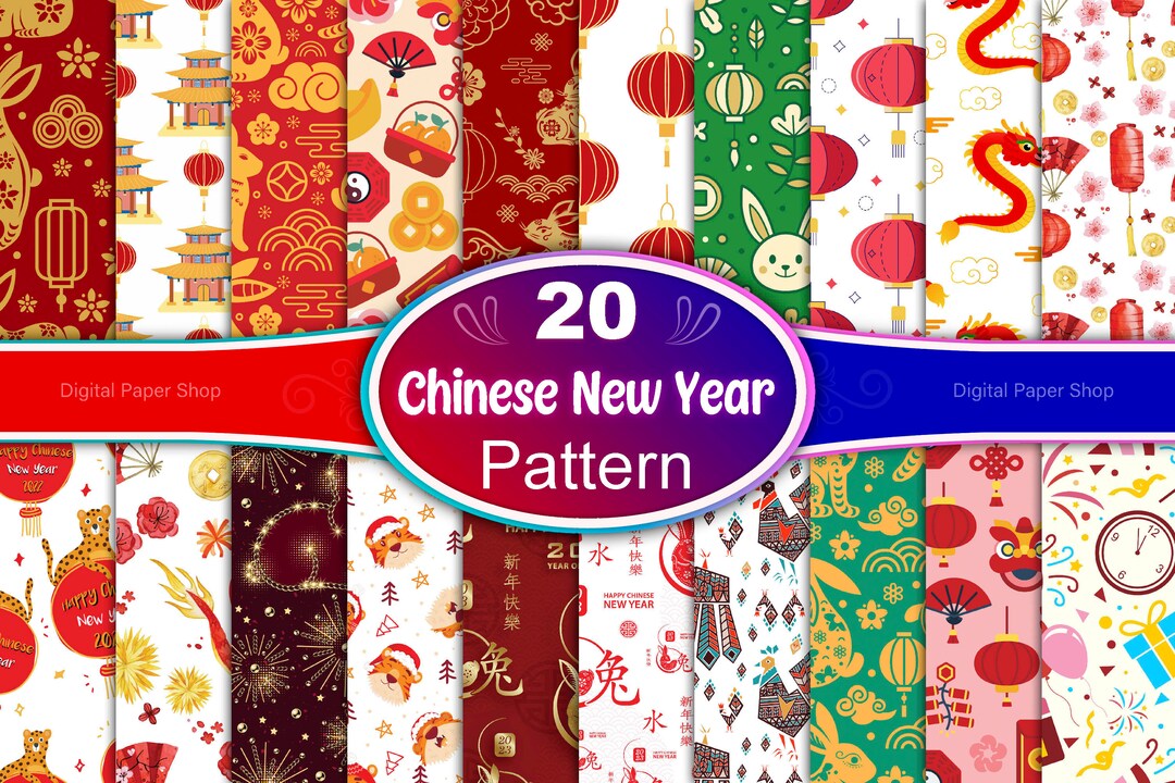 Lunar New Year Seamless Pattern, Chinese New Year Seamless Pattern ...