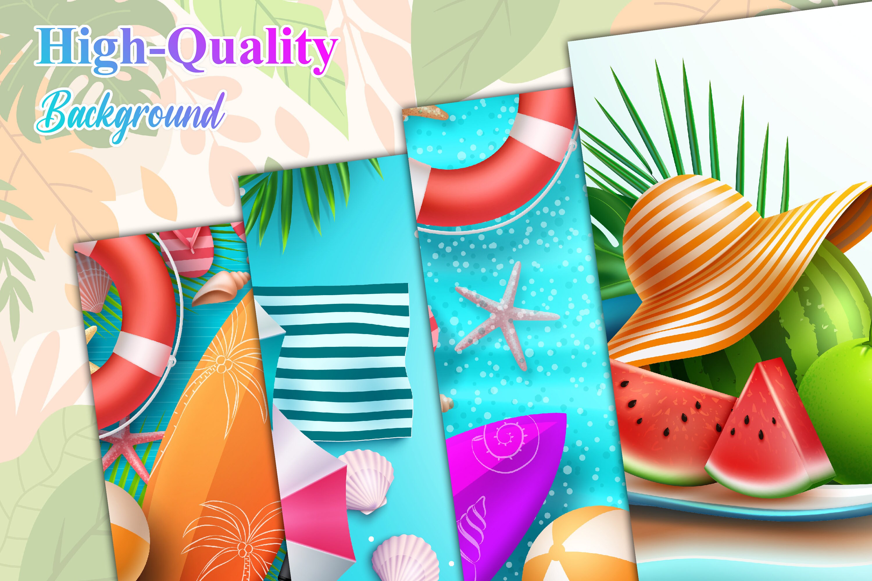 Summer Background, Summer Digital Paper, Summer Beach, Summer Banner ...