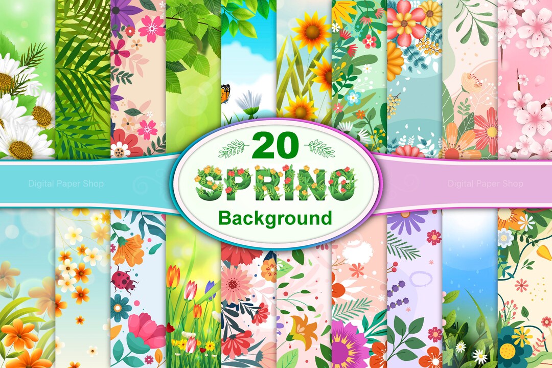 Spring Background Digital, Spring Backgrounds, Spring Backdrop, Spring ...