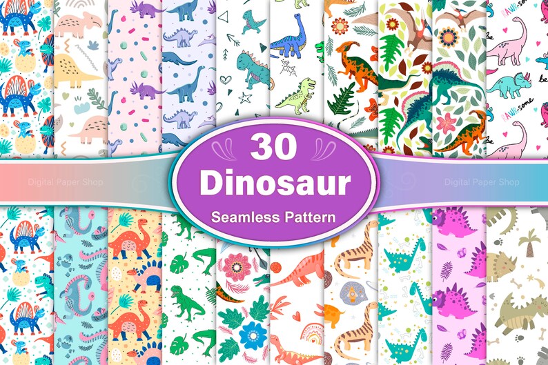 Dinosaur Seamless Pattern, Dinosaur Pattern, Dinosaur Repeat Pattern ...