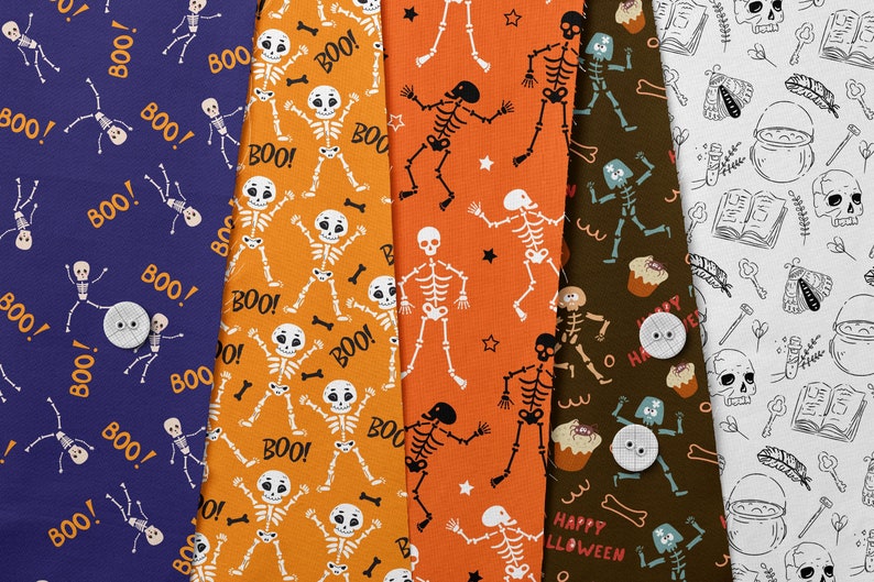 Skeleton Seamless Pattern Bundle: Gothic Digital Paper (30 JPG Files ...
