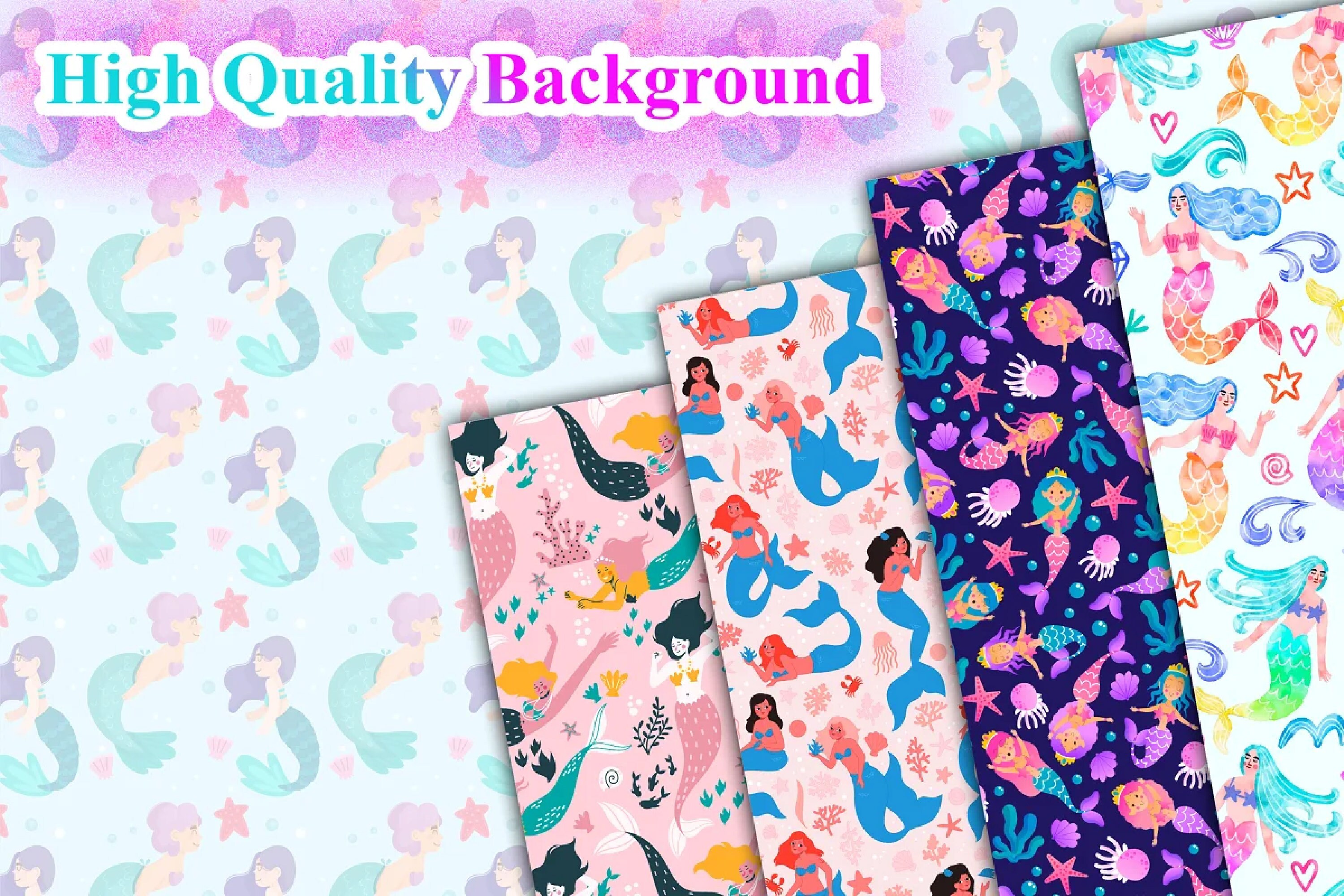 Mermaid Seamless Pattern, Mermaid Pattern, Mermaid Digital Paper ...