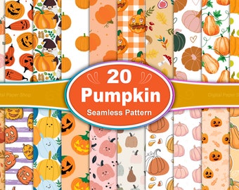 Pumpkin Pattern, Cute Pumpkin Seamless Pattern, Fall Pattern, Autumn ...