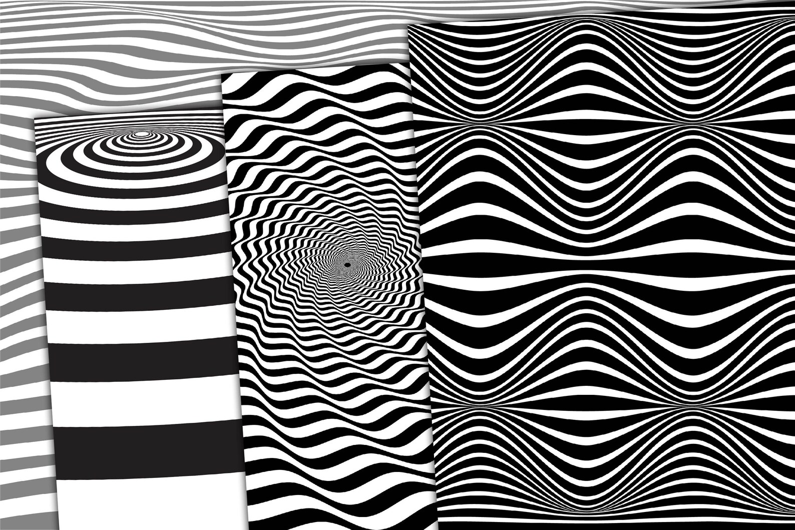 Optical Illusion Waves Background, Modern Black-white Psychedelic Background, Op Art Background ...