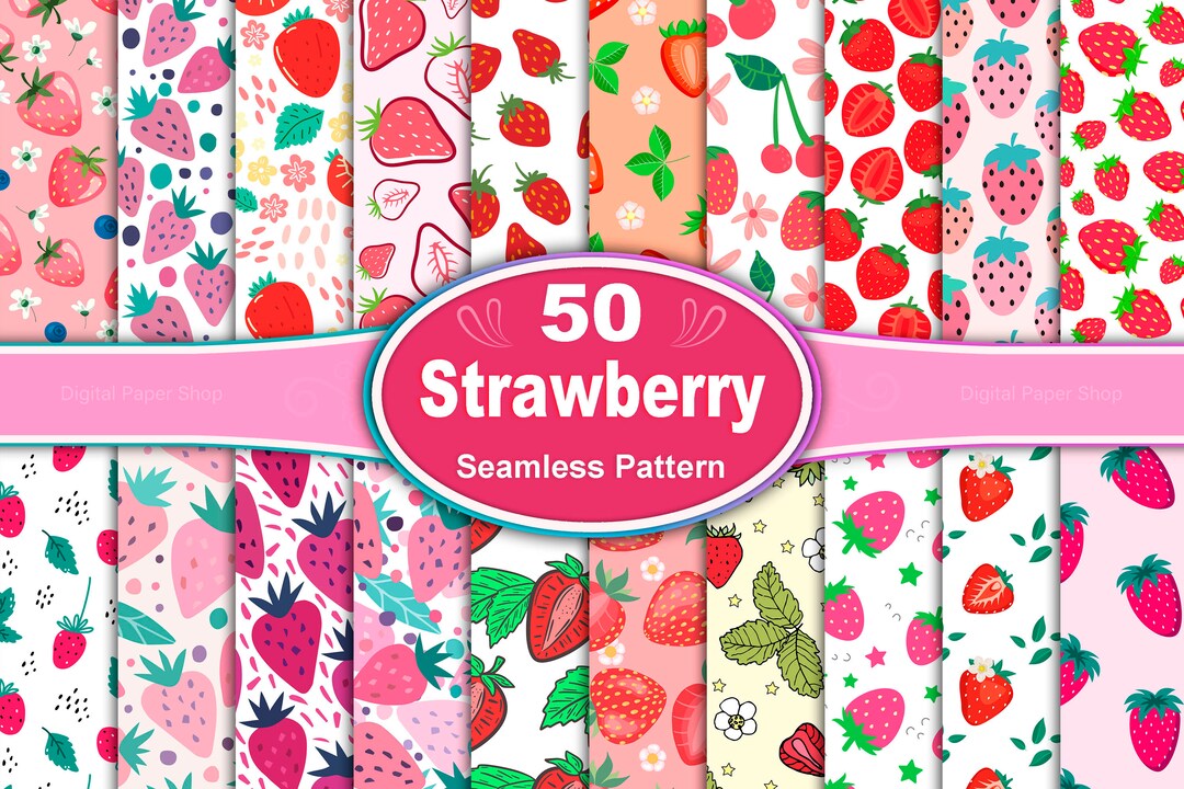 Strawberry Seamless Pattern, Strawberry Pattern, Strawberry Digital ...