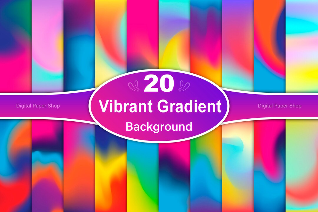 Vibrant Gradient Backgrounds: Colorful Ombre Digital Papers (JPG Files ...