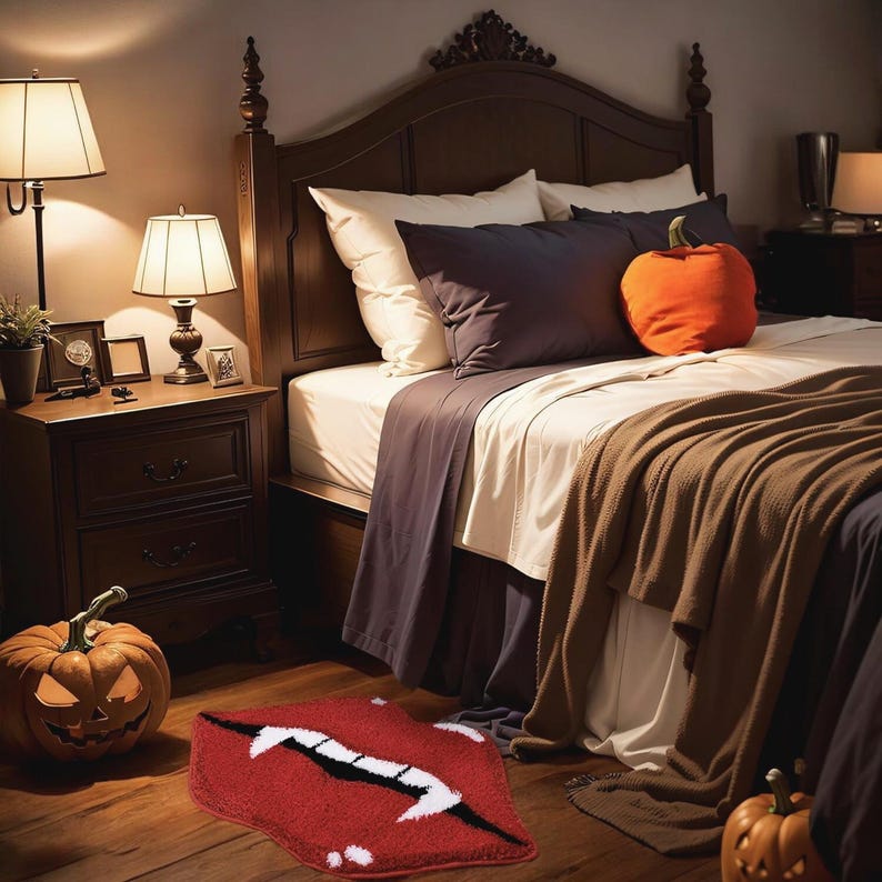 Vampire Teeth Rug Spooky Red Lips Bath Mat Creepy Halloween Rug Gothic ...