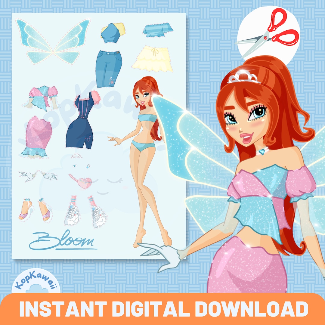 Winx Club Bloom Dress up Paper Doll Printable PDF Activity - Etsy