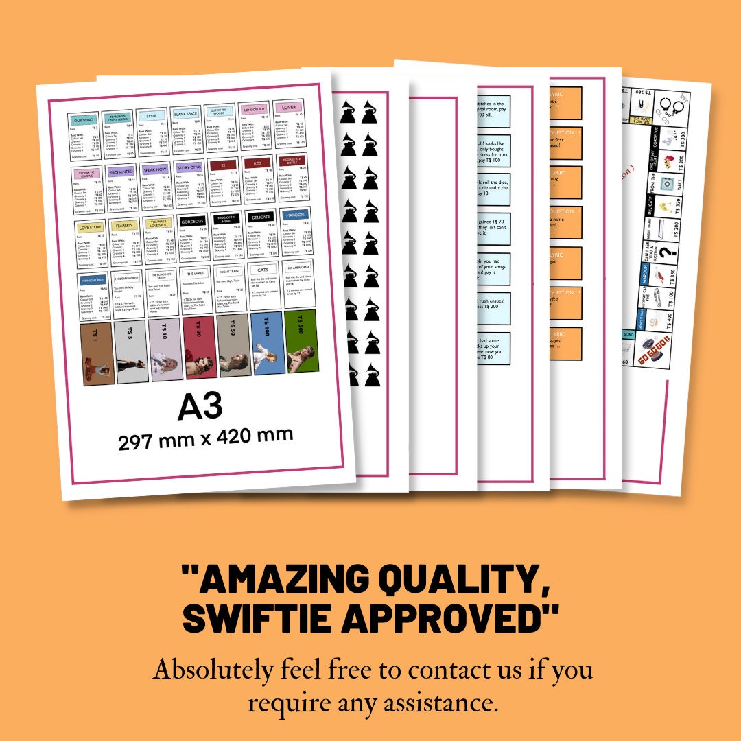 Taylor Swift Monopoly Digital Printable Board Game - Etsy Australia