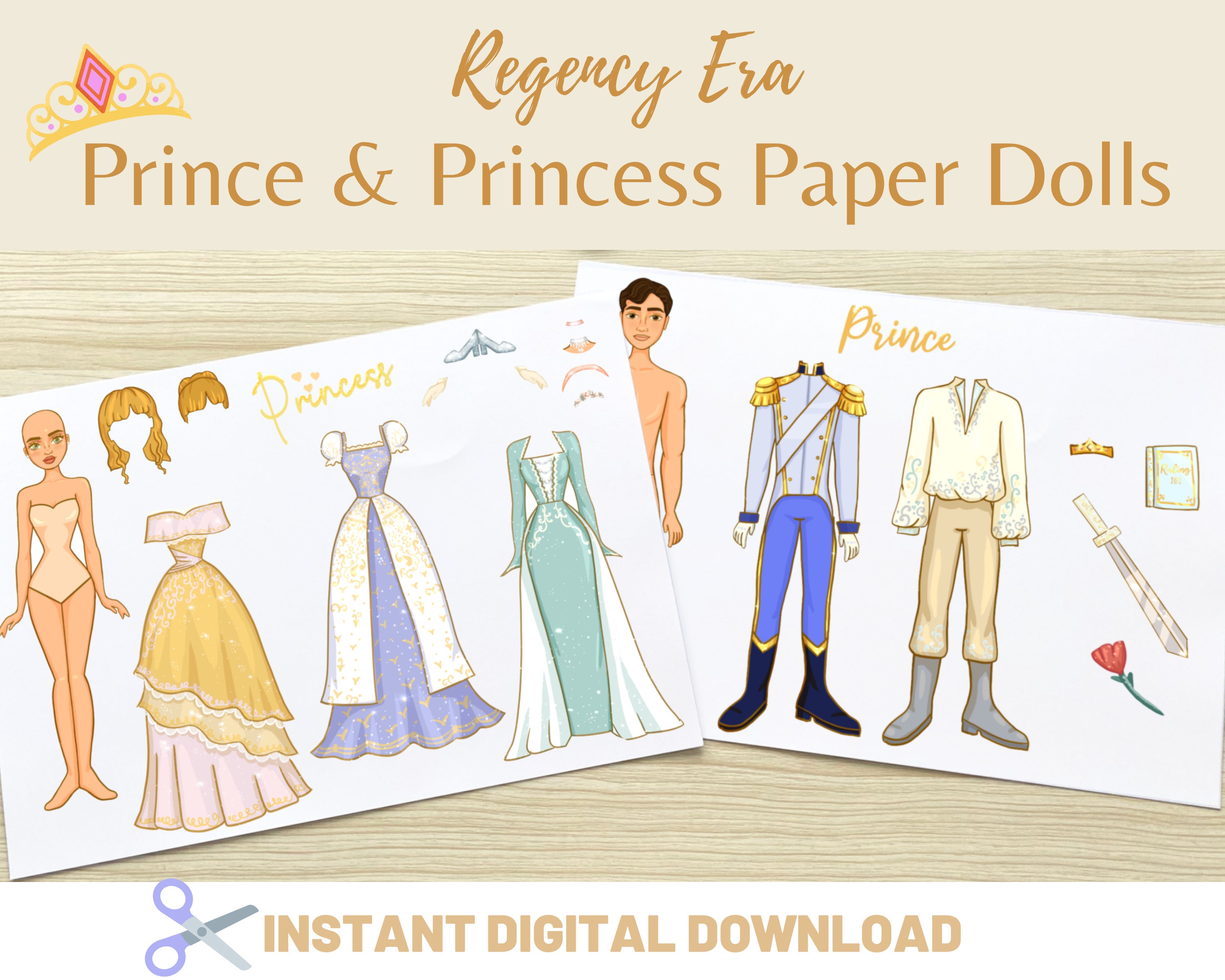 Paper Doll Prince & Princess Regency Era Printable Arts - Etsy