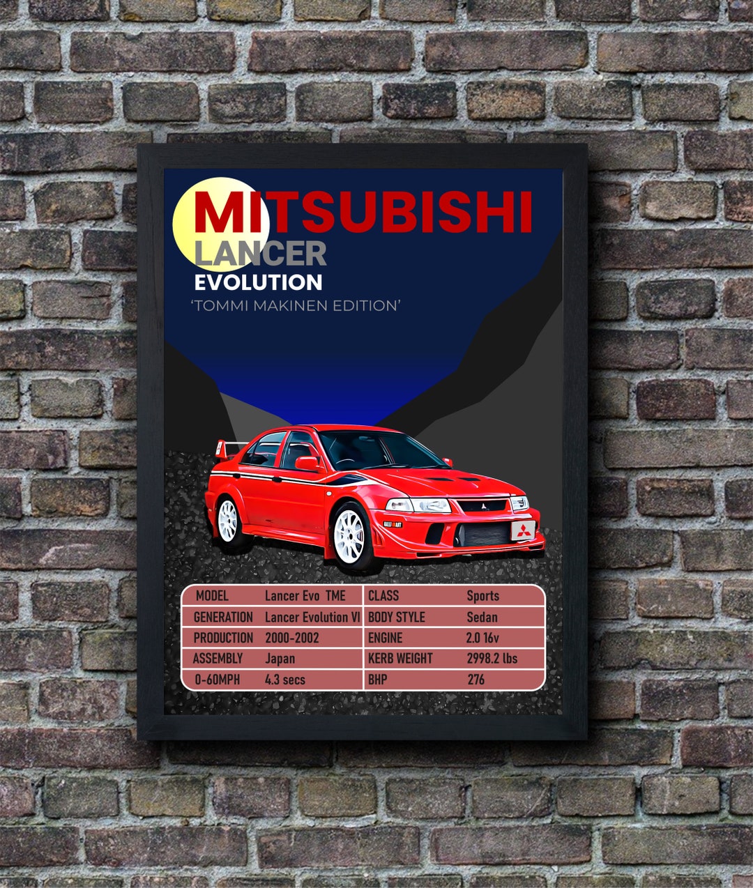 Mitsubishi Evo Lancer Print Car Poster 'tommi Makkinen' Edition ...
